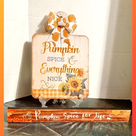 unbranded | Accents | New 2 Pc Fall Decor Set Door Hanger Shelf Block ...